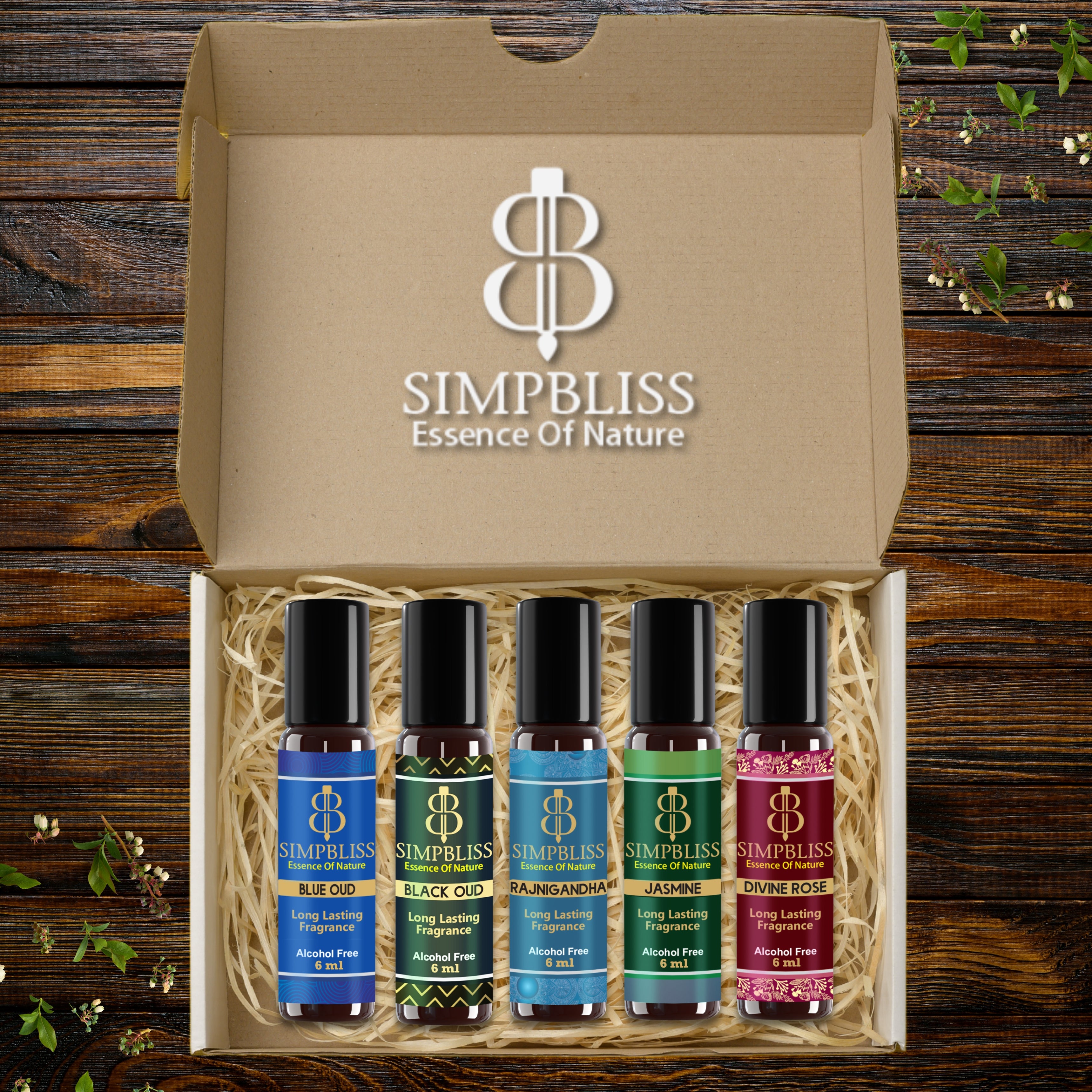 Floral & Oud Fusion Attar Combo (5 x 6ml) – Vedic Nature